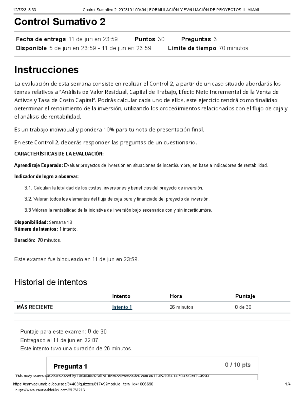 Control Sumativo 2 202310.100404 Formulaci N Y Evaluaci N DE Proyectos U - - Studocu