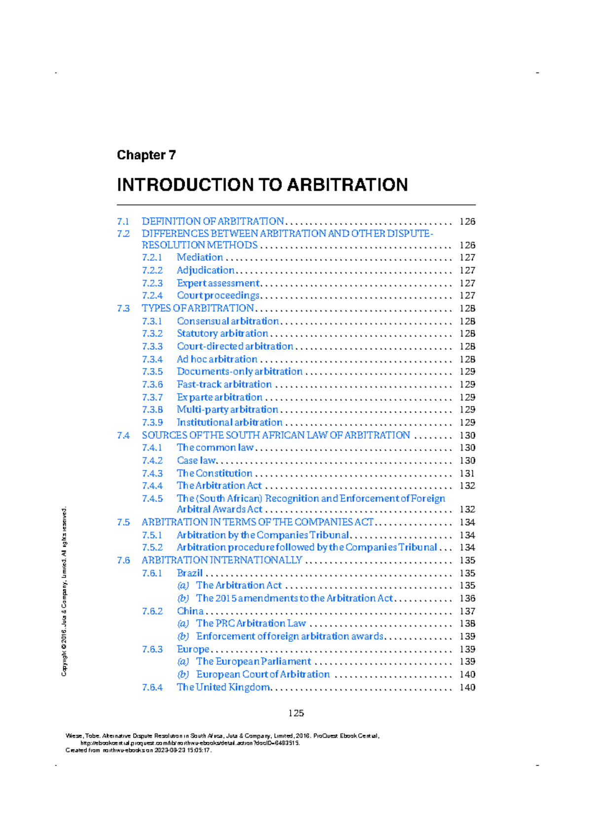 Alternative Dispute Resolution in South Africa (Chapter 7 Introduction to arbitration) - - Studocu