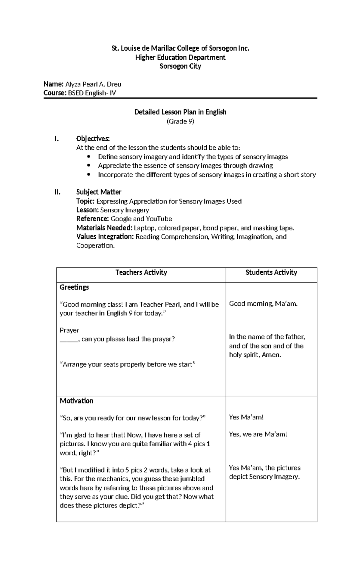 Lesson plan - This is just a practice material for teaching ...