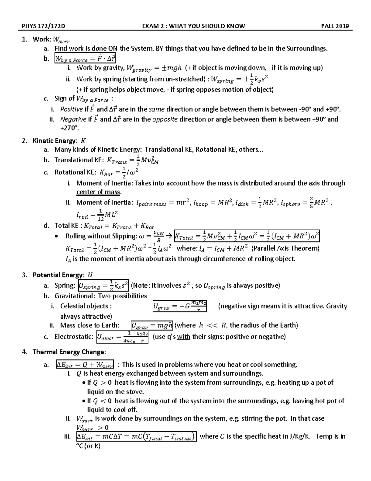 PHYS172 F19 Exam2 What You Should Know Final - Warning: TT: undefined function: 32 Warning: TT ...