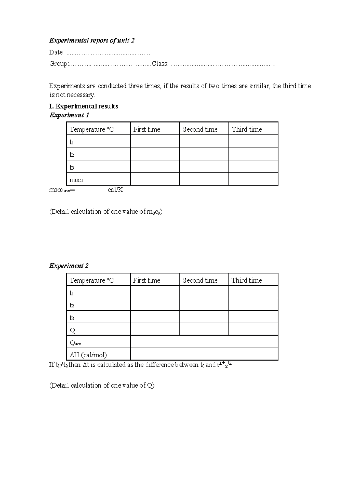 Experimental-report-2017 0607 - Experimental report of unit 2 Date ...