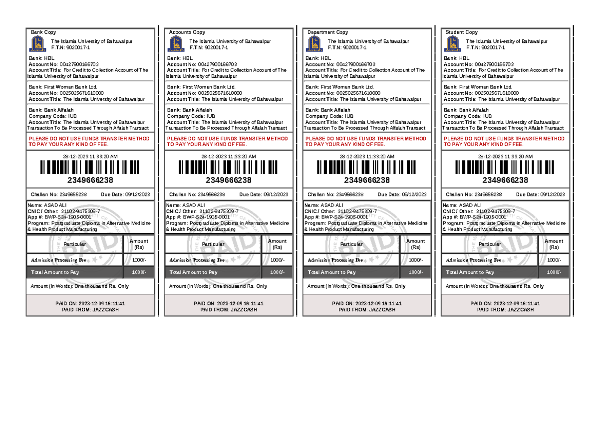 Voucher - Ggg - Bank Copy Challan No: 2349666238 Accounts Copy Challan ...
