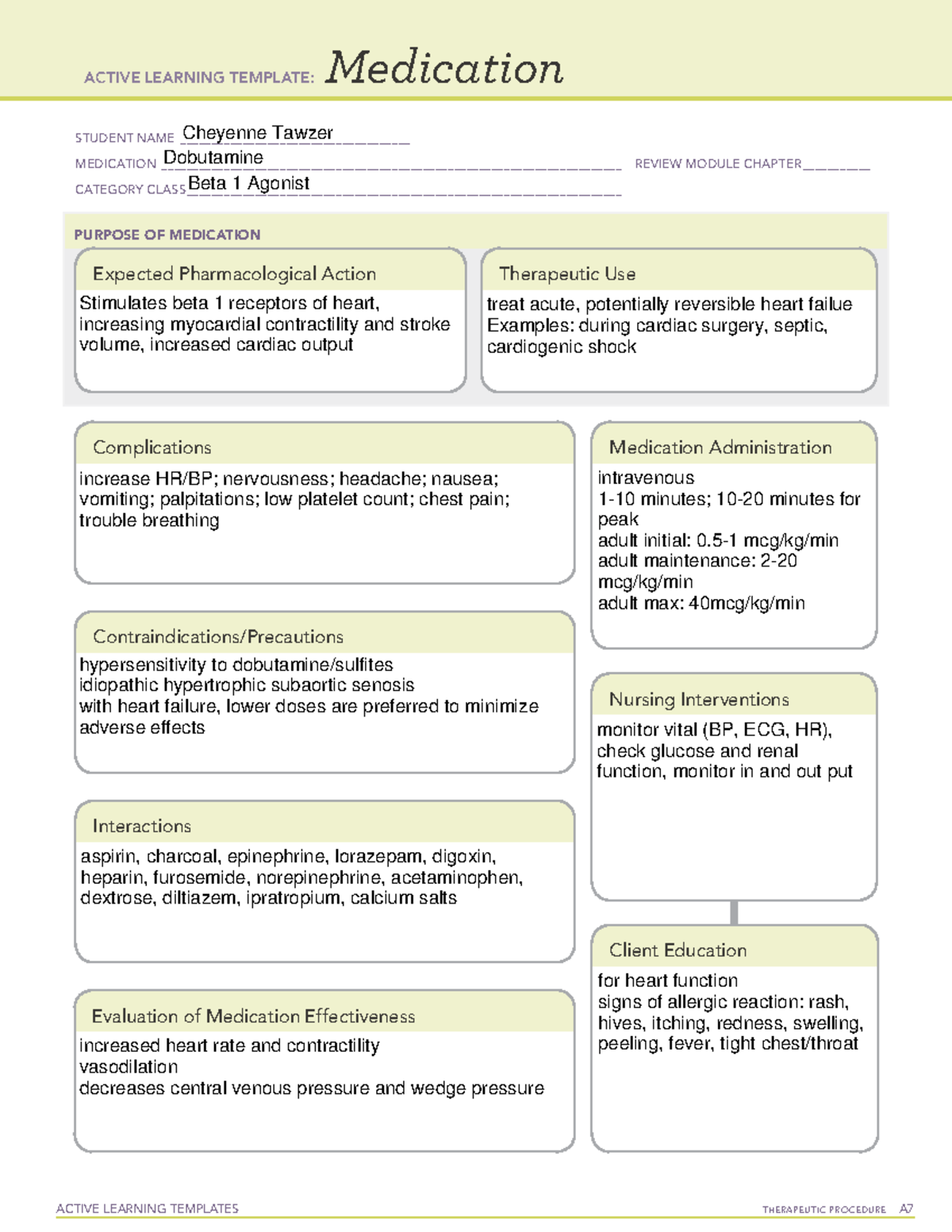 Dobutamine - ACTIVE LEARNING TEMPLATES THERAPEUTIC PROCEDURE A ...