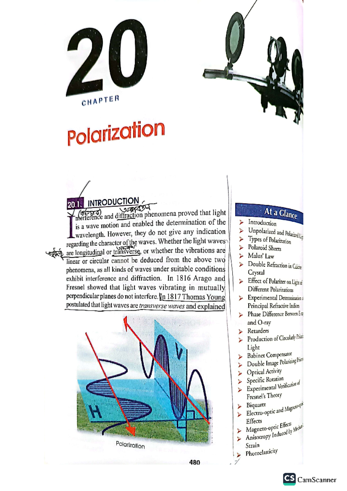 Polarization - INTRODUCTION WITH interference and diffraction phenomena proved that light At a ...