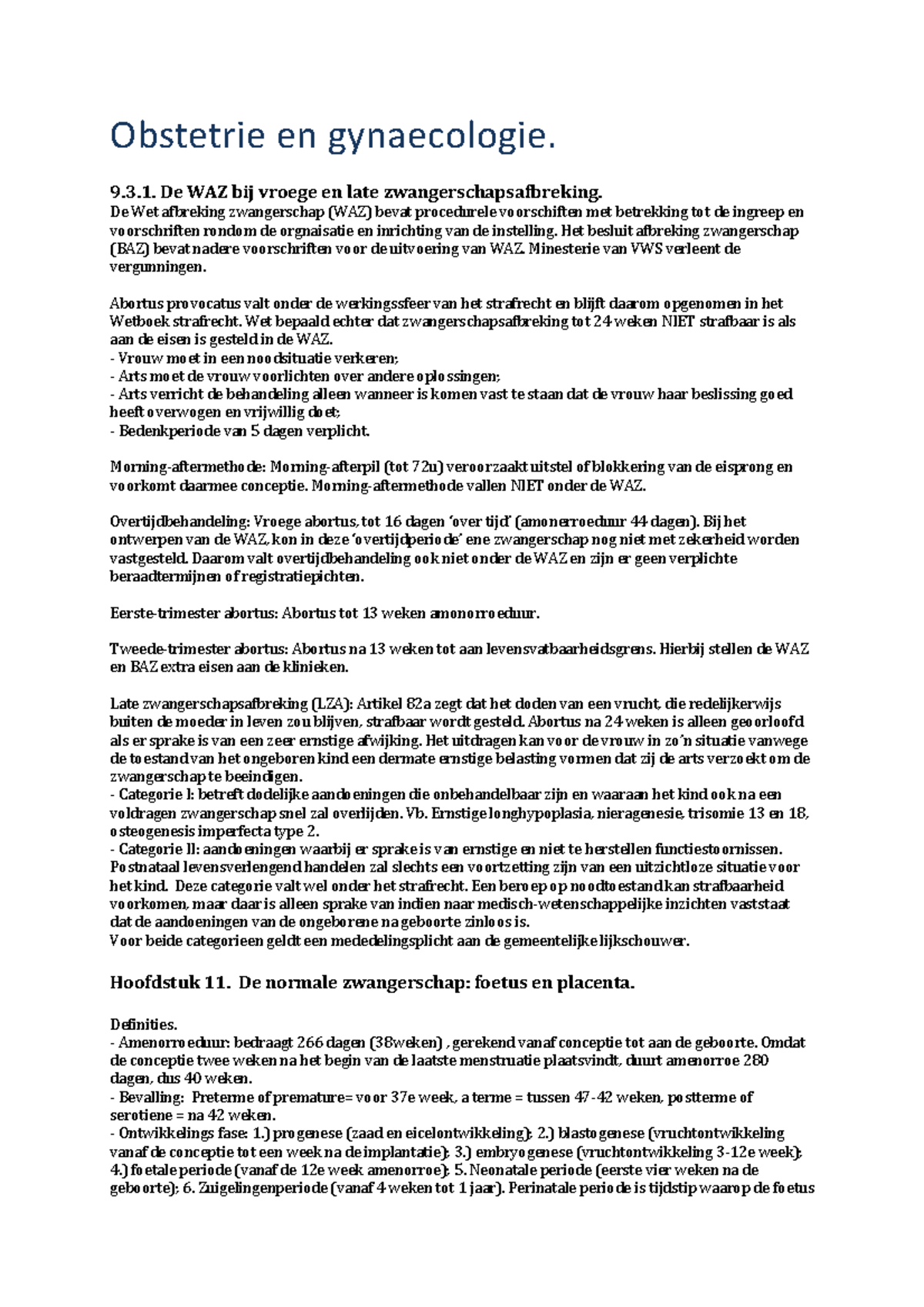 Obstetrie en gynaecologie - 9. De WAZ bij vroege en late ...
