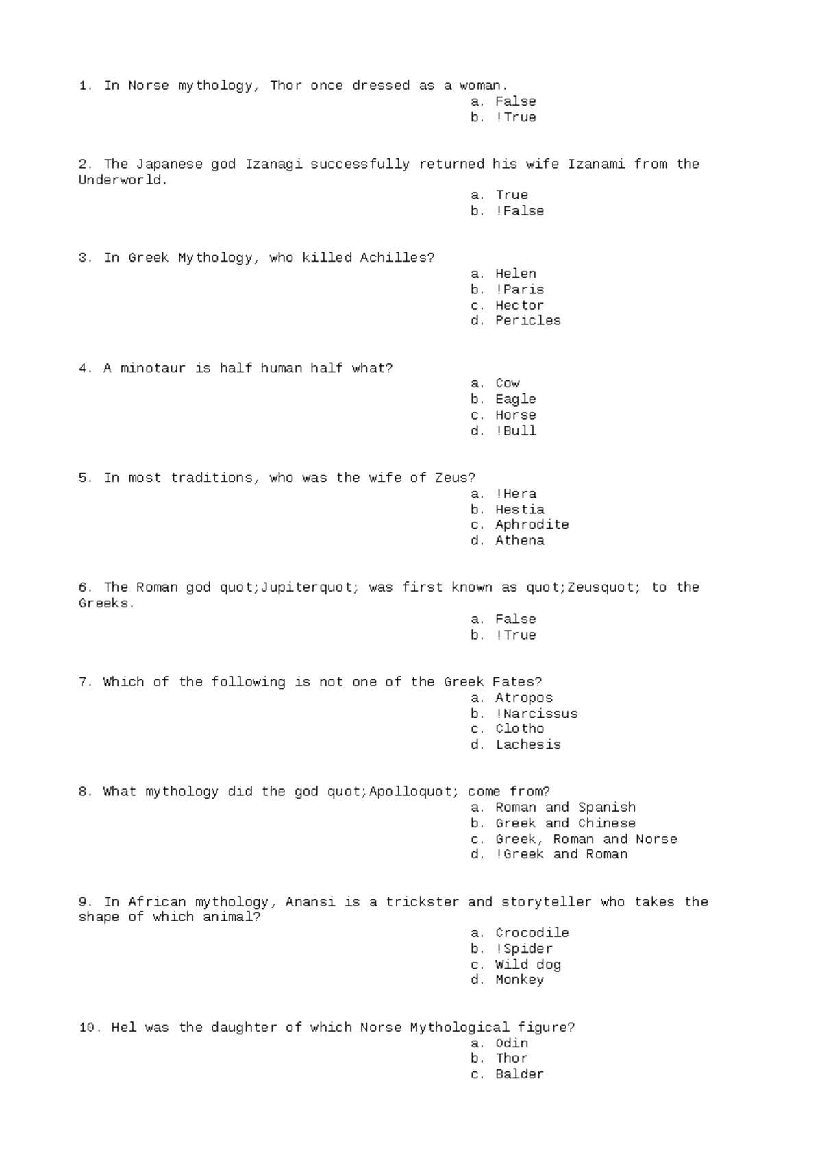 PHIL148 Topic 10 - vbnm - In Norse mythology, Thor once dressed as a ...