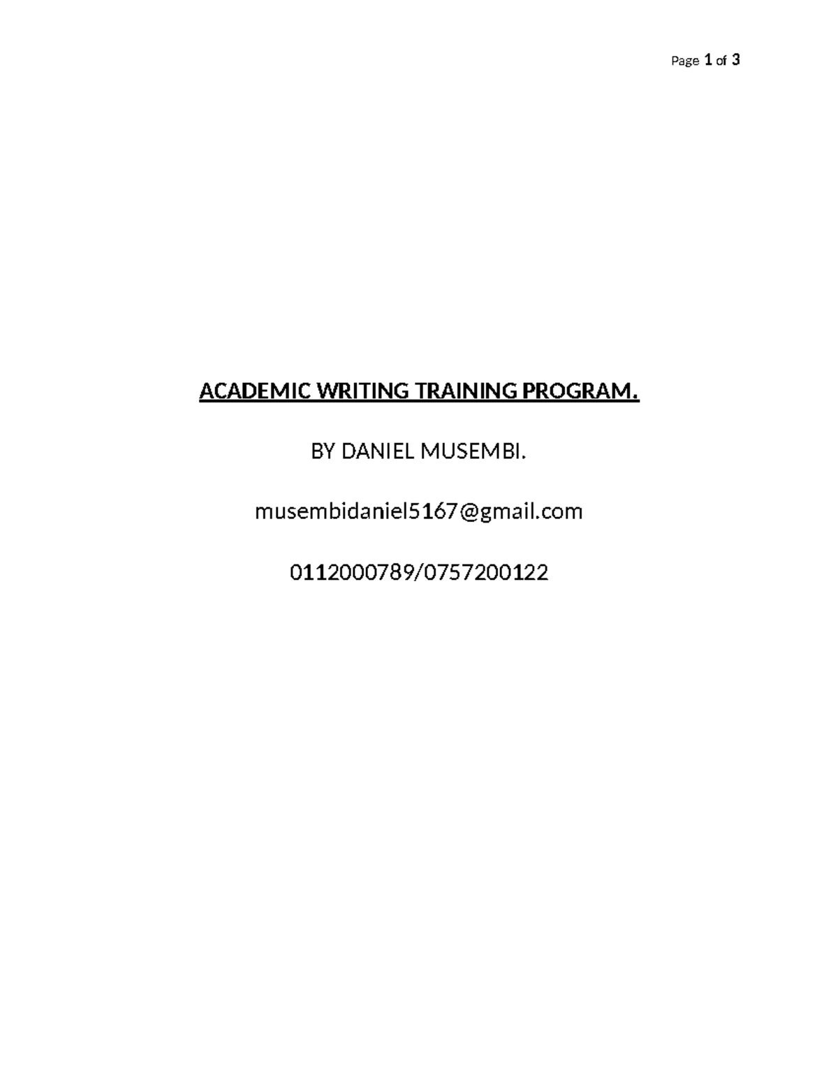 Course Outline and Introduction - Page 1 of 3 ACADEMIC WRITING TRAINING ...
