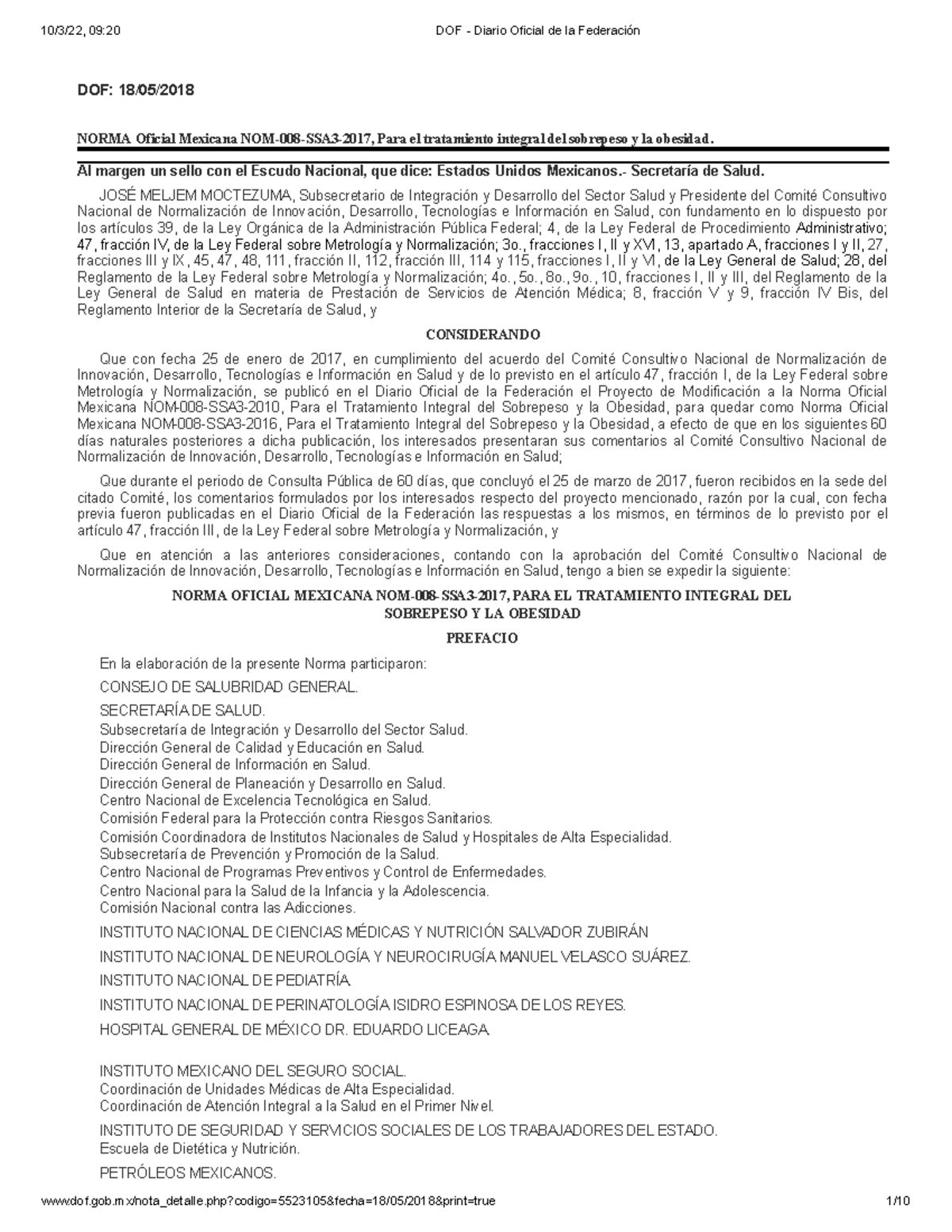 NOM 008 SSA3 2017 - normas oficiales - DOF: 18/05/ NORMA Oficial ...