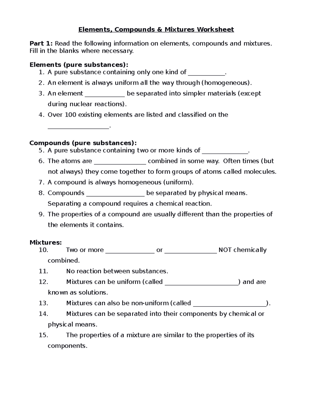 Classifying-matter-1q770m1 - Elements, Compounds & Mixtures Worksheet ...