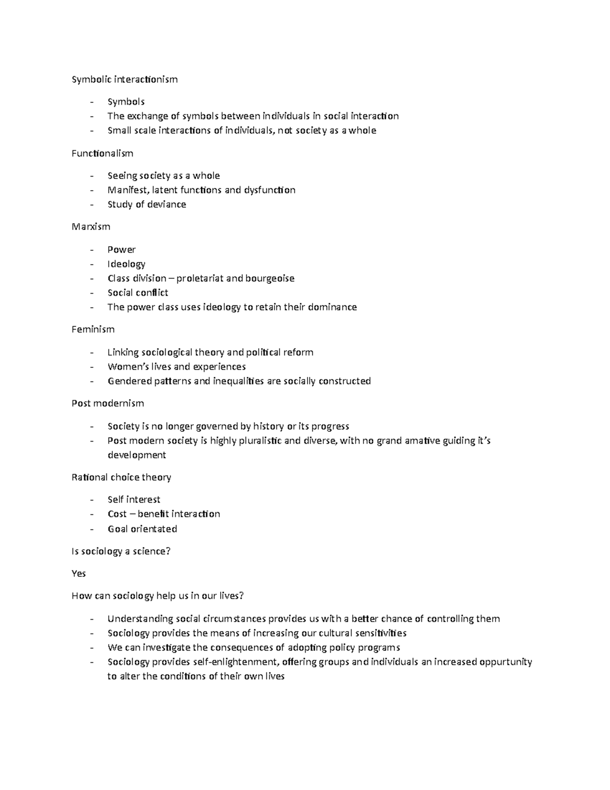 Sociology notes pt 1 - Symbolic interactionism Symbols The exchange of ...
