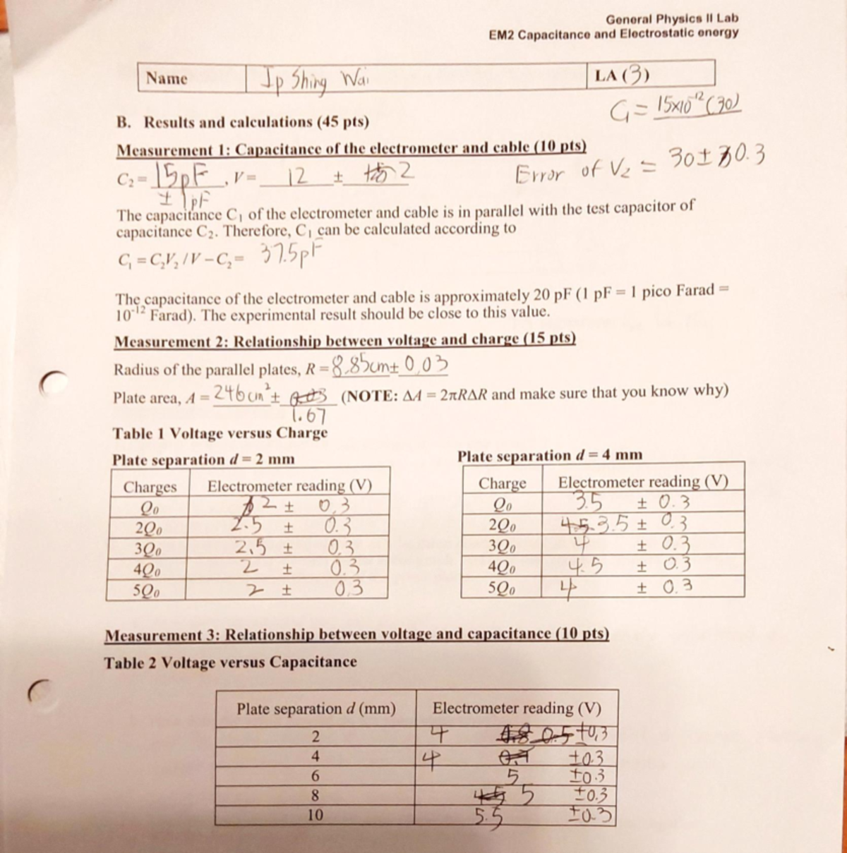 EM2 Part B, Part C - Lab report - Gonoraj Physico Il Lab EM2 ...