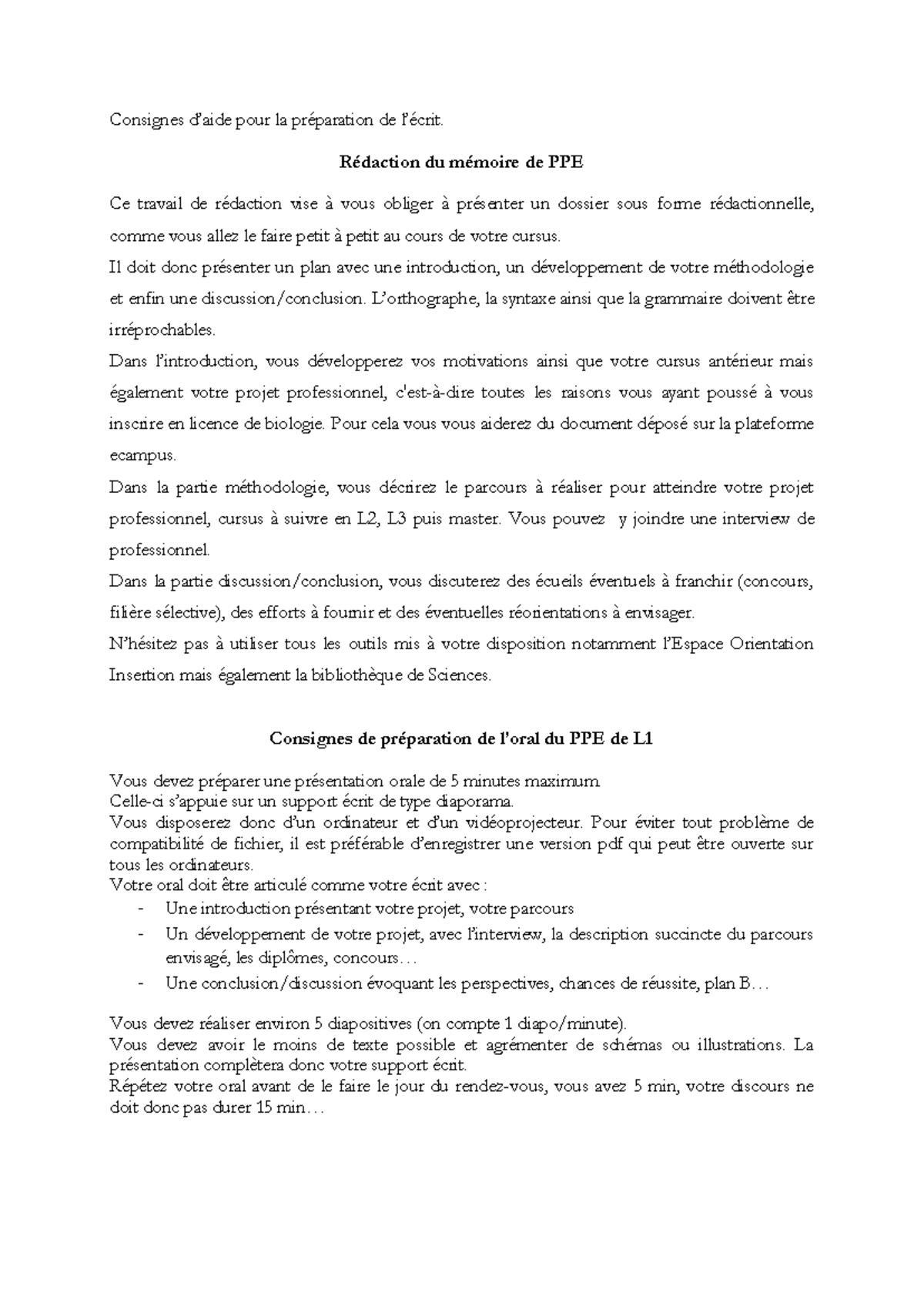 Consignes Ecrit - Jfjfjf - Consignes d’aide pour la préparation de l ...