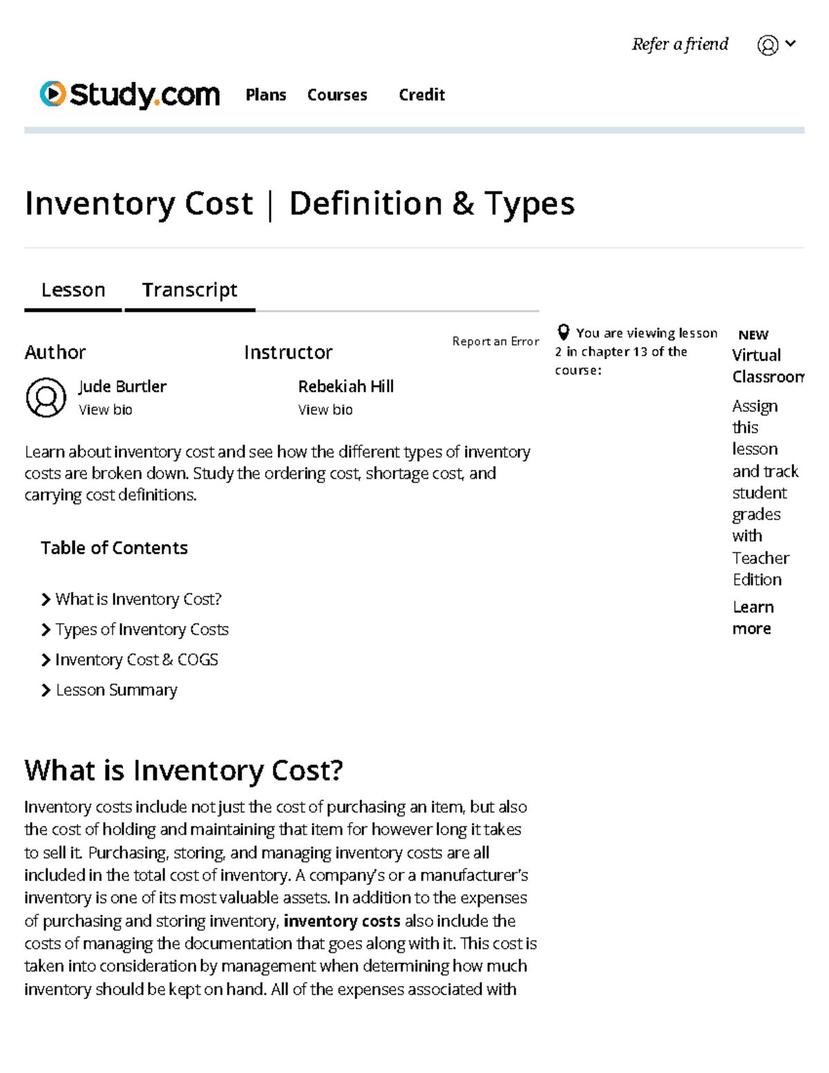 Inventory Cost Definition & Types - Video & Lesson Transcript Study ...