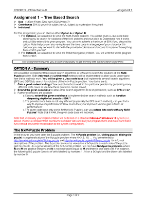 Tutorial Week 2 - COS30019 - Introduction to Artificial Intelligence Tutorial Problems Week 2 ...