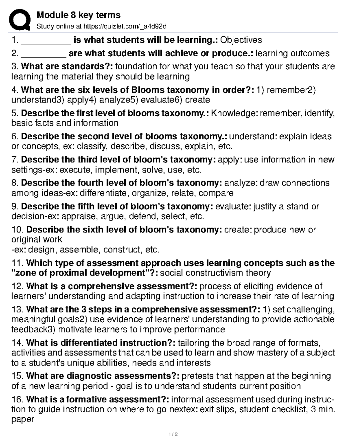 Module 8 key terms - Module 8 key terms Study online at quizlet/_a4d92d ...