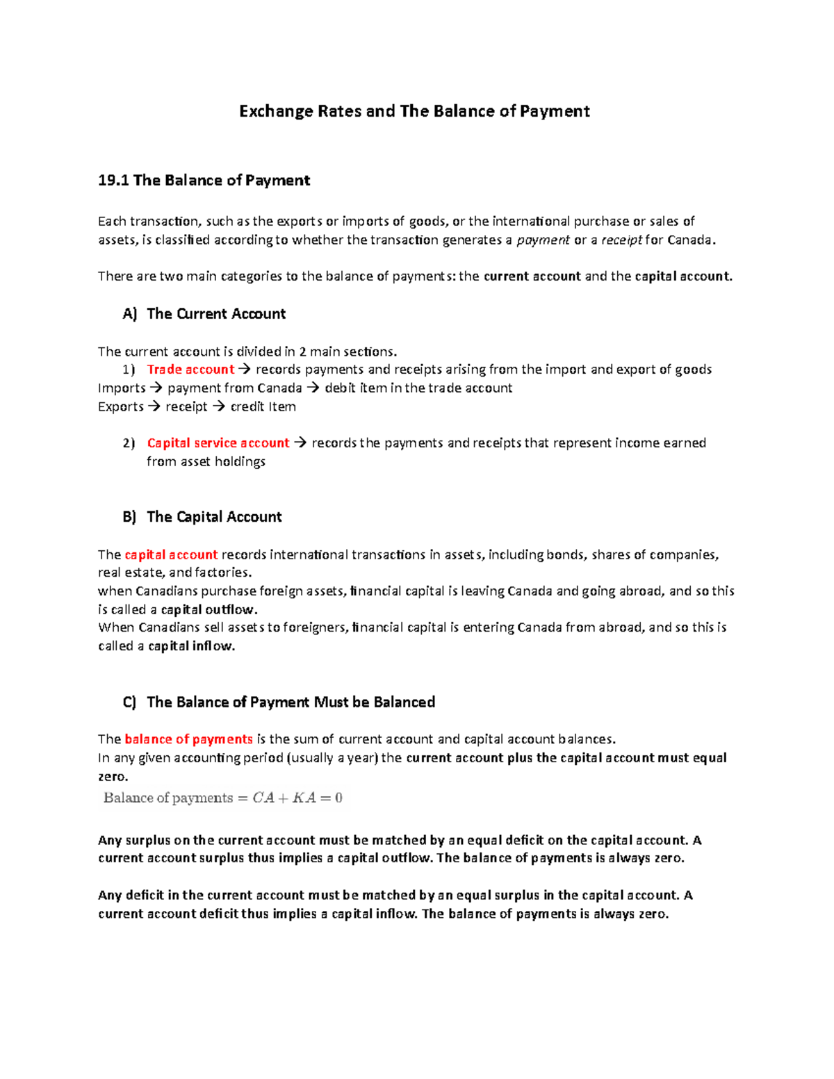 Chapter 19 - ECON 203 - Exchange Rates and The Balance of Payment 19 ...
