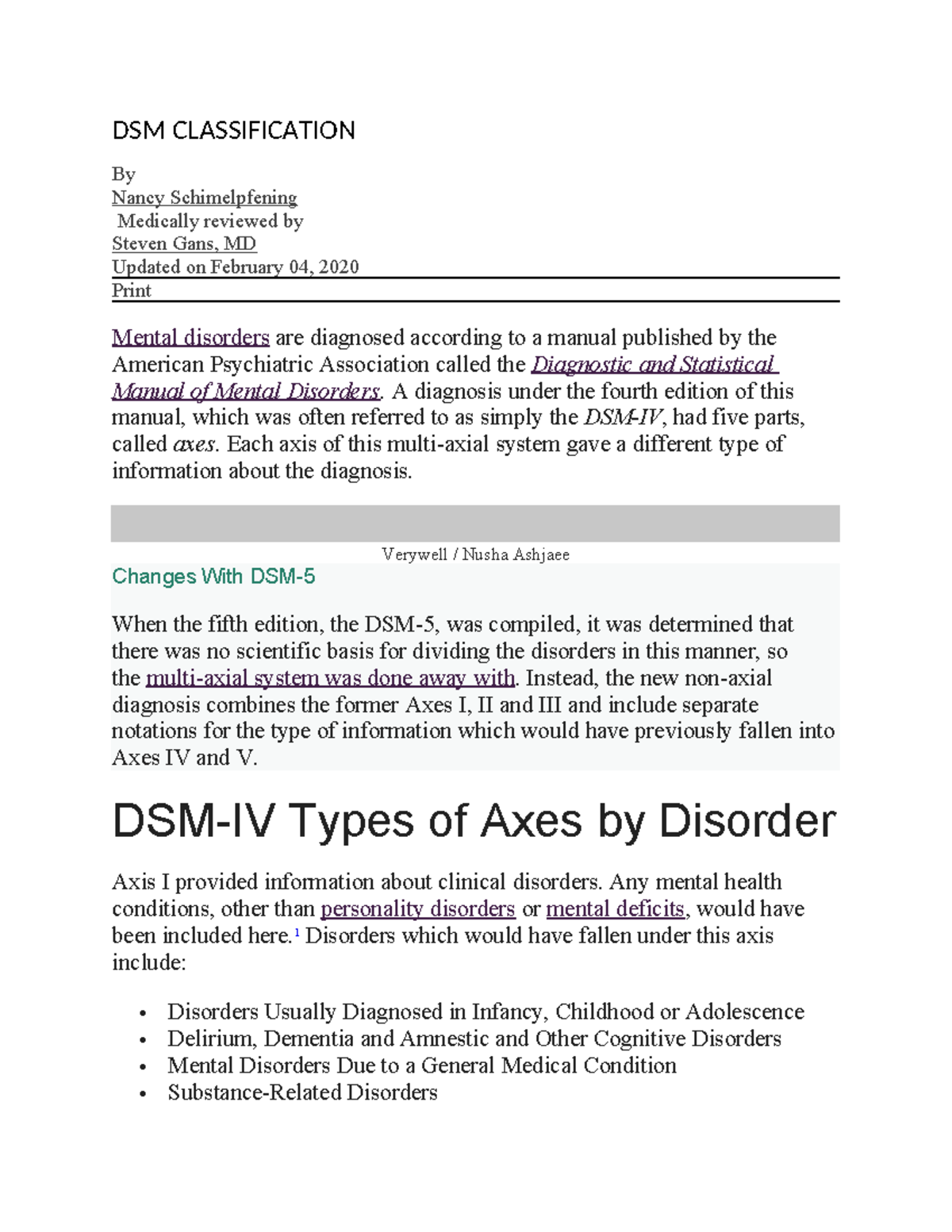 DSM Classification - DSM CLASSIFICATION By Nancy Schimelpfening ...