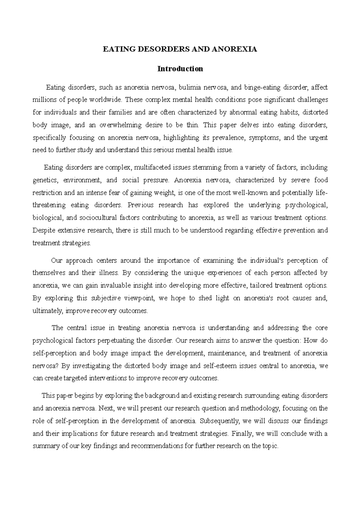 Eating Desorders AND Anorexia - EATING DESORDERS AND ANOREXIA ...