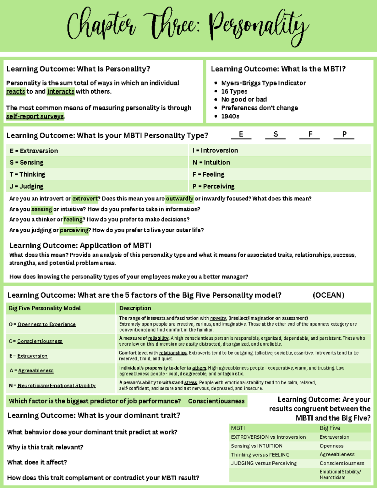 Chapter 3 Personality and Emotions - Chapter Three: Personality Myers-Briggs Type Indicator 16 ...