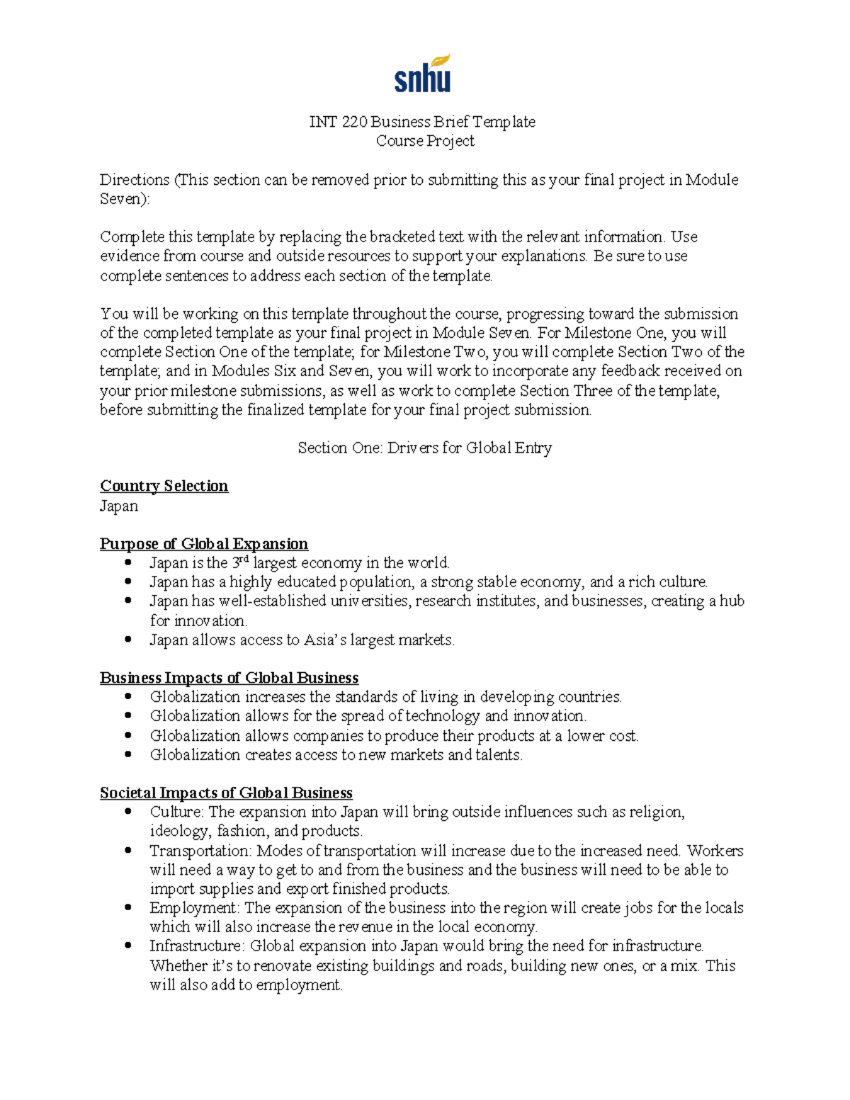 INT 220 Business Brief Template - INT 220 Business Brief Template ...