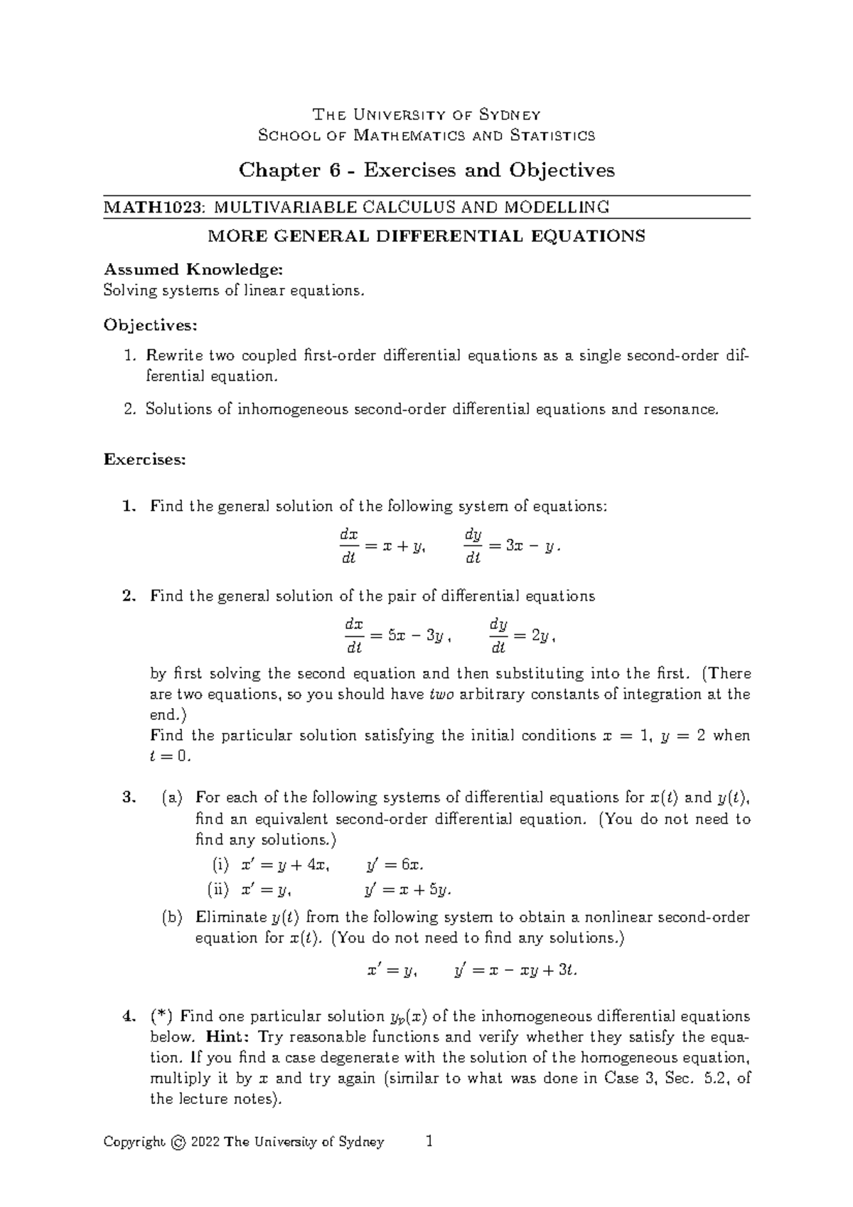 Exercises Chapter 06 - The University of Sydney School of Mathematics and Statistics Chapter 6 ...
