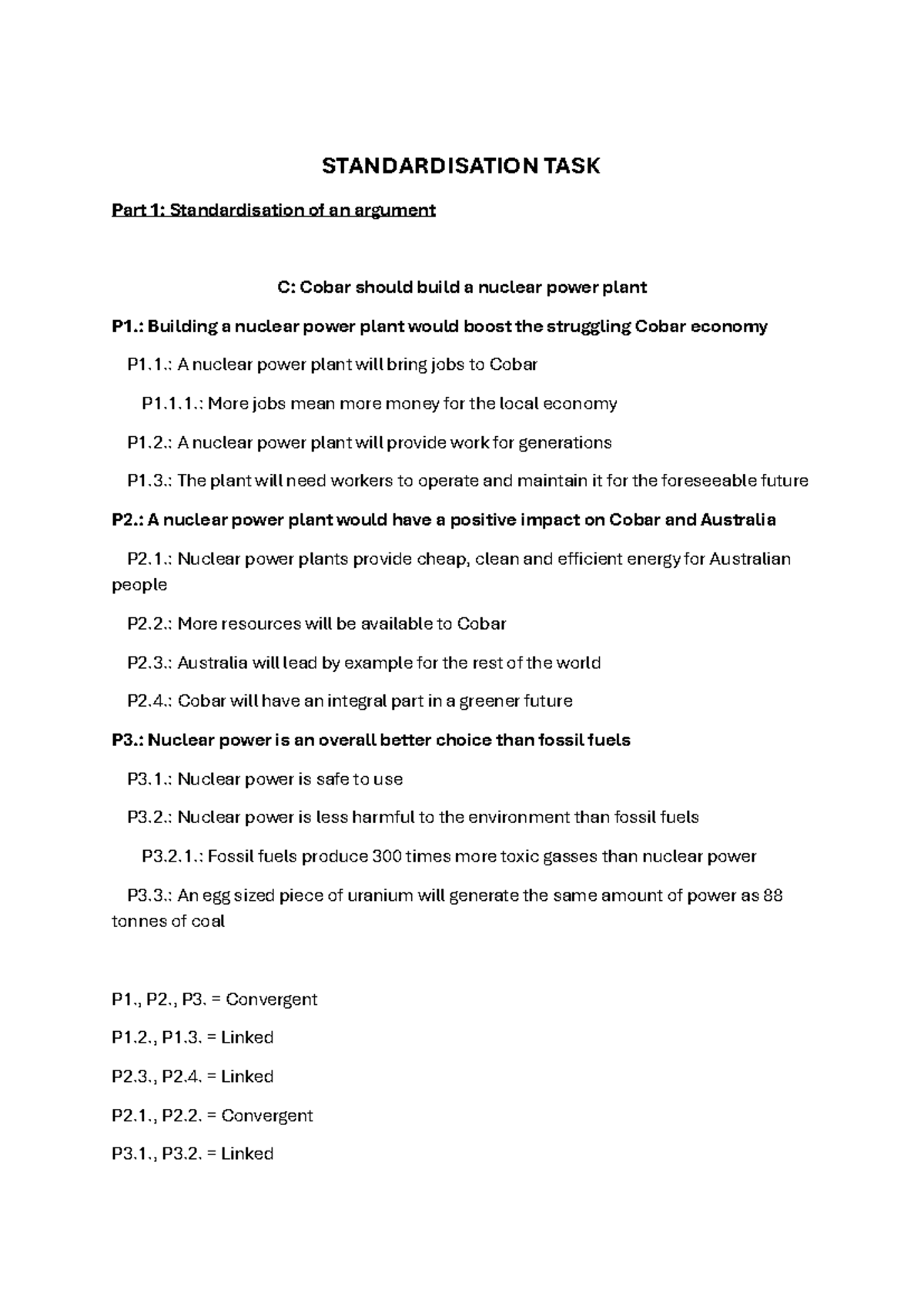 Standardisation TASK - assignment - STANDARDISATION TASK Part 1 ...