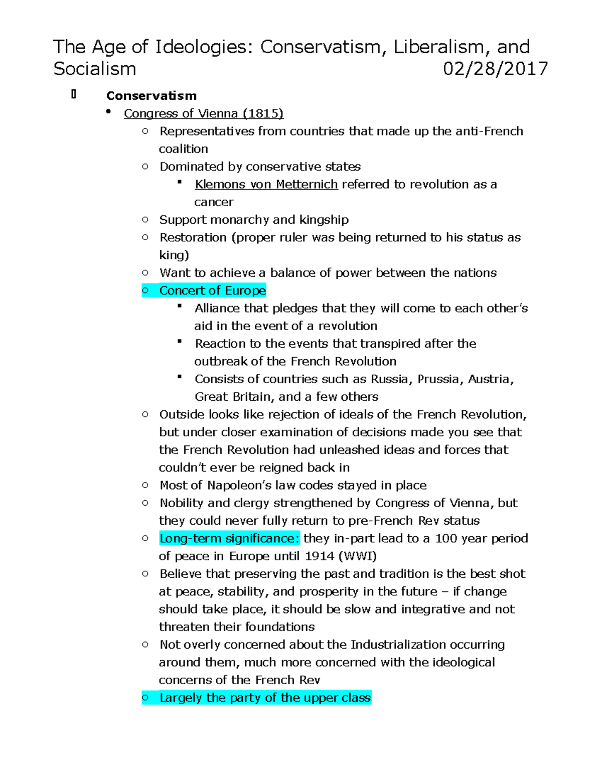 The Age of Ideologies: Conservatism, Liberalism, and Socialism 022817 ...