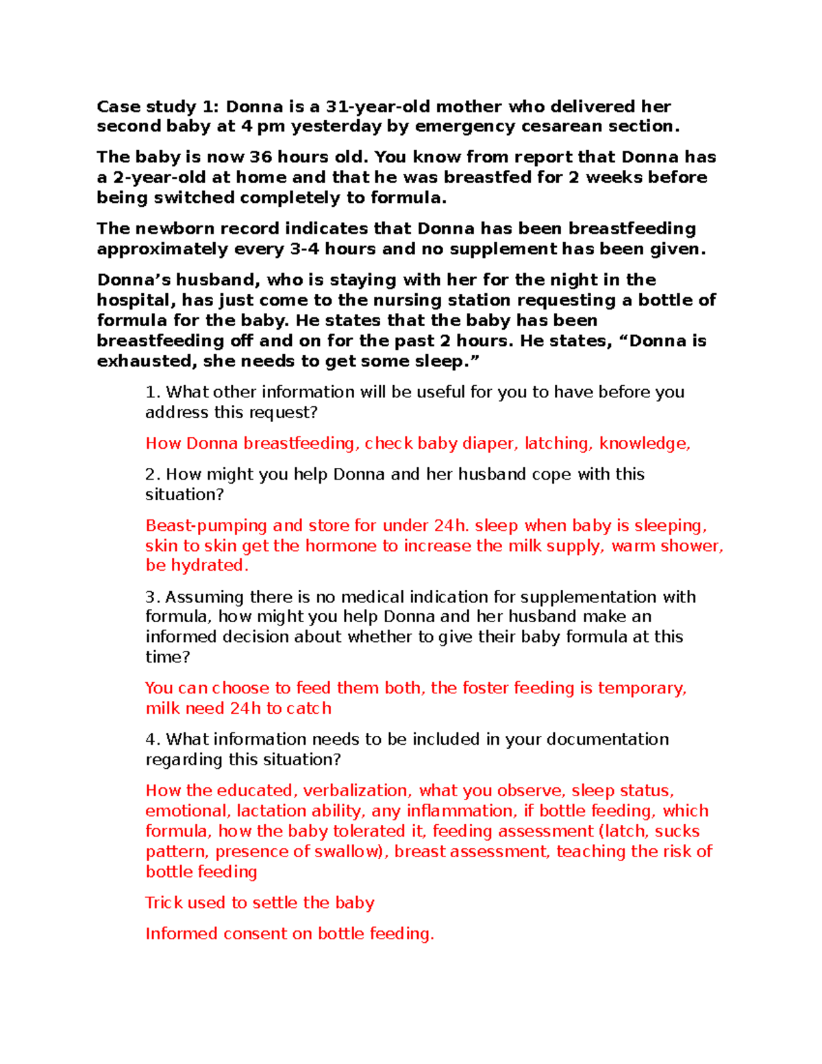 Woman case study - Case study 1: Donna is a 31-year-old mother who ...