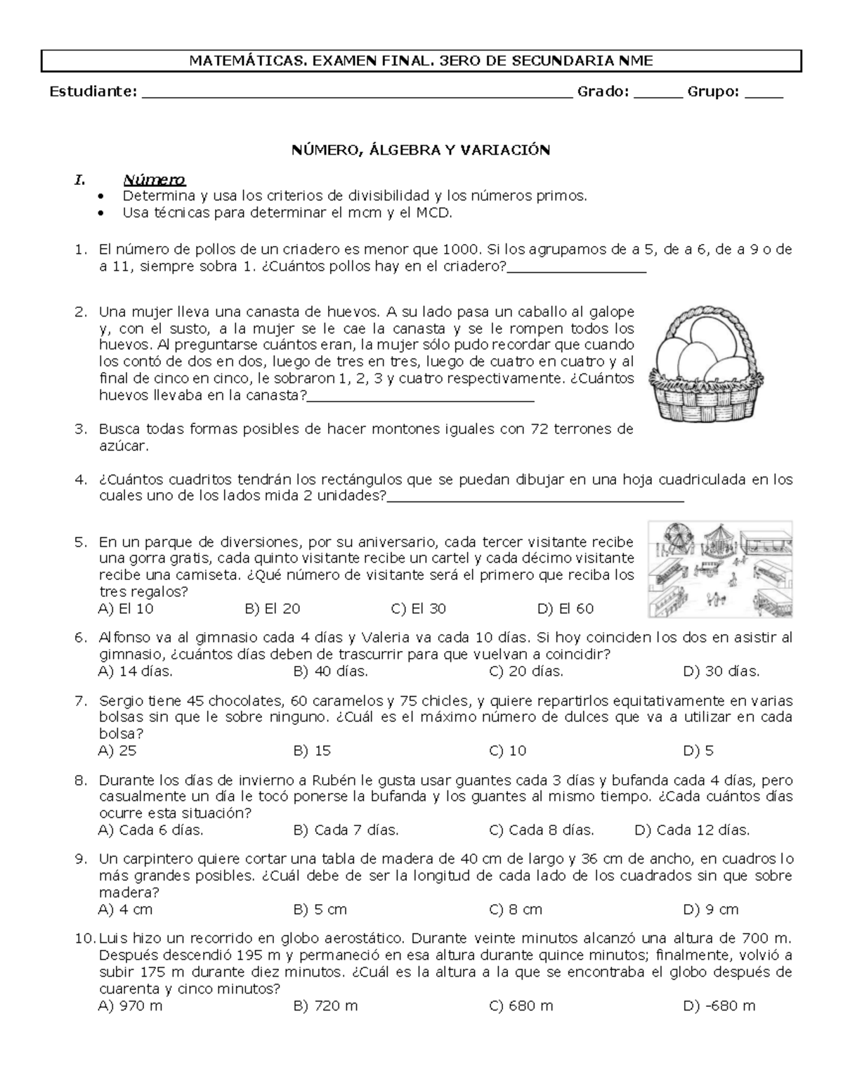 Mate 03 examen final tercero 2018 nme - MATEMÁTICAS. EXAMEN FINAL. 3ERO ...