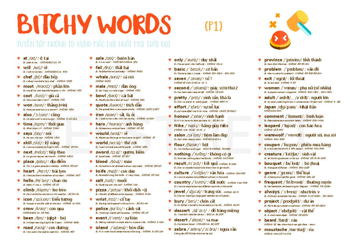 Bitchy Words 1 - eng - TUYỂN TẬP NHỮNG TỪ VỰNG MẤC DẠI NHẤT MỌI THỜI ...
