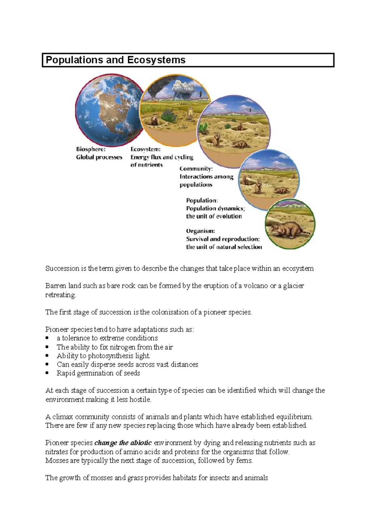 Populations and Ecosystems - Biology - Populations and Ecosystems ...