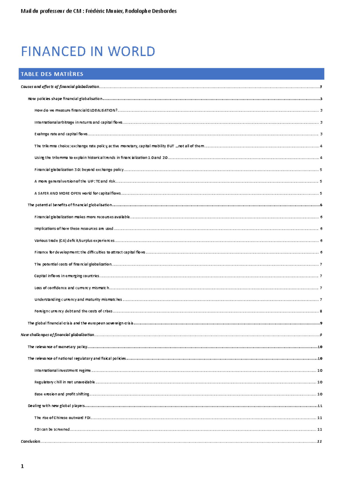 2. FInanced in world - Cours - Mail du professeur de CM : Frédéric ...