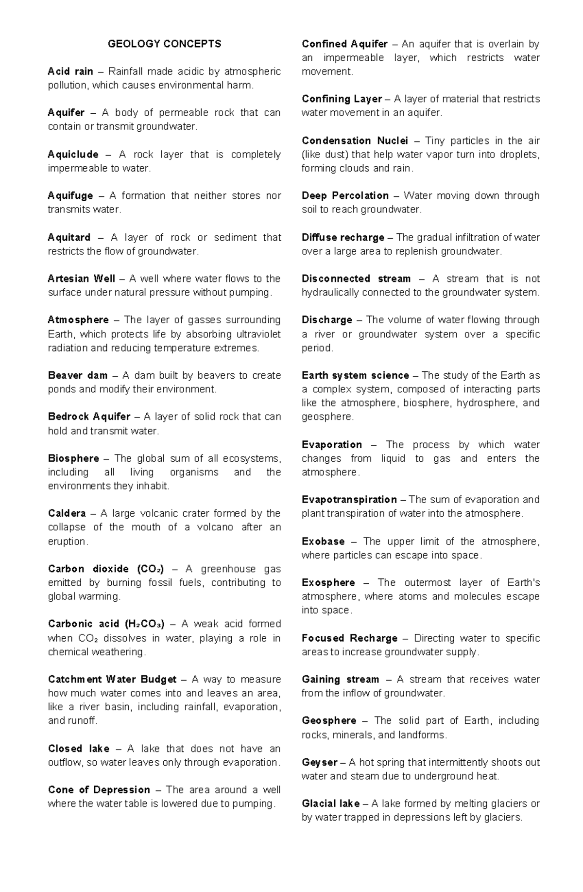 Geology-Concepts - descriptions - GEOLOGY CONCEPTS Acid rain – Rainfall ...