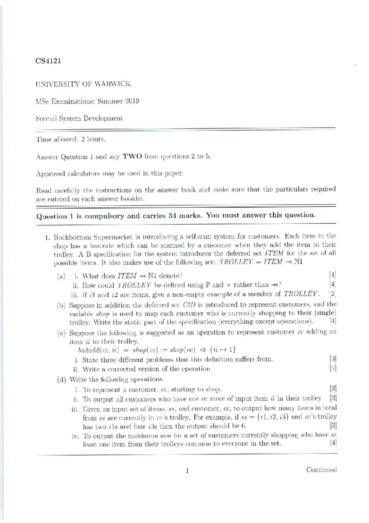 CS412 Formal Systems Development: Practice Paper - CS412 - Studocu