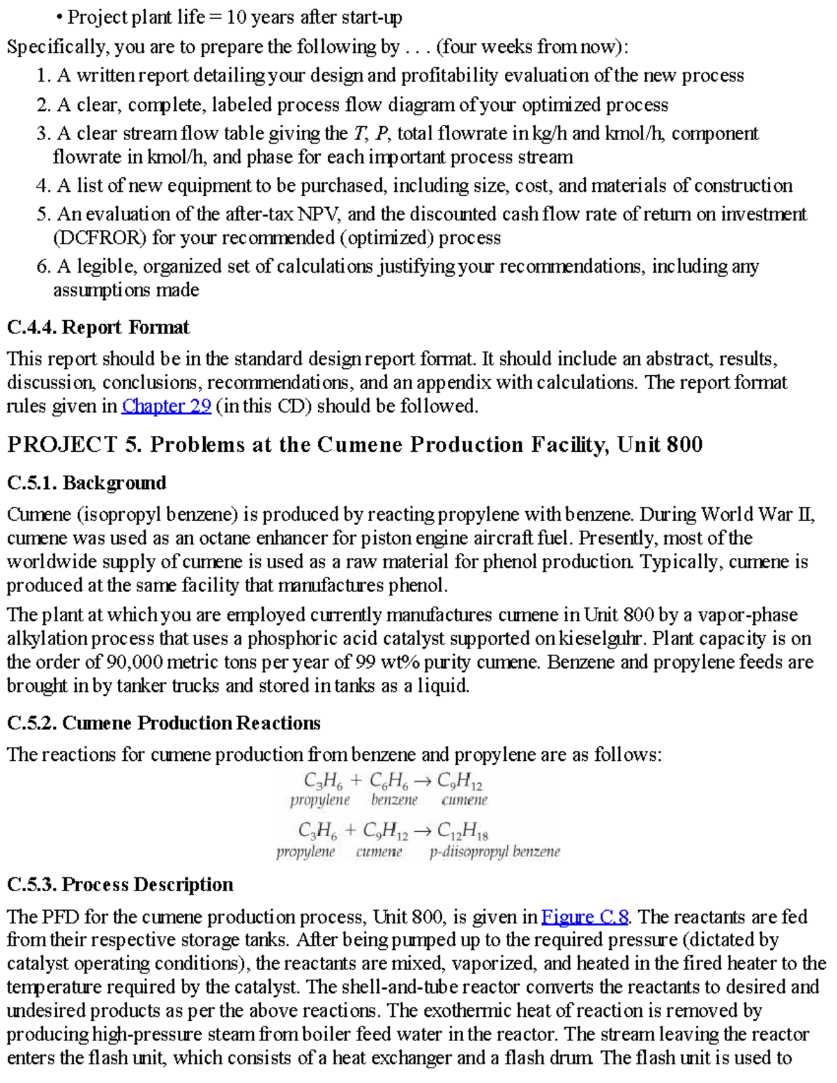 Producción de Cumeno fdhtj - Project plant life = 10 years after start ...