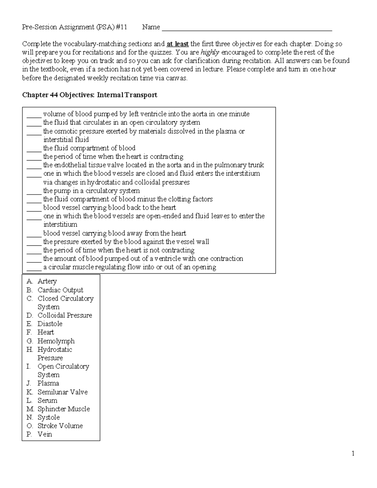 BIO K103 PSA 11 - notes - Pre-Session Assignment (PSA) #11 Name - Studocu