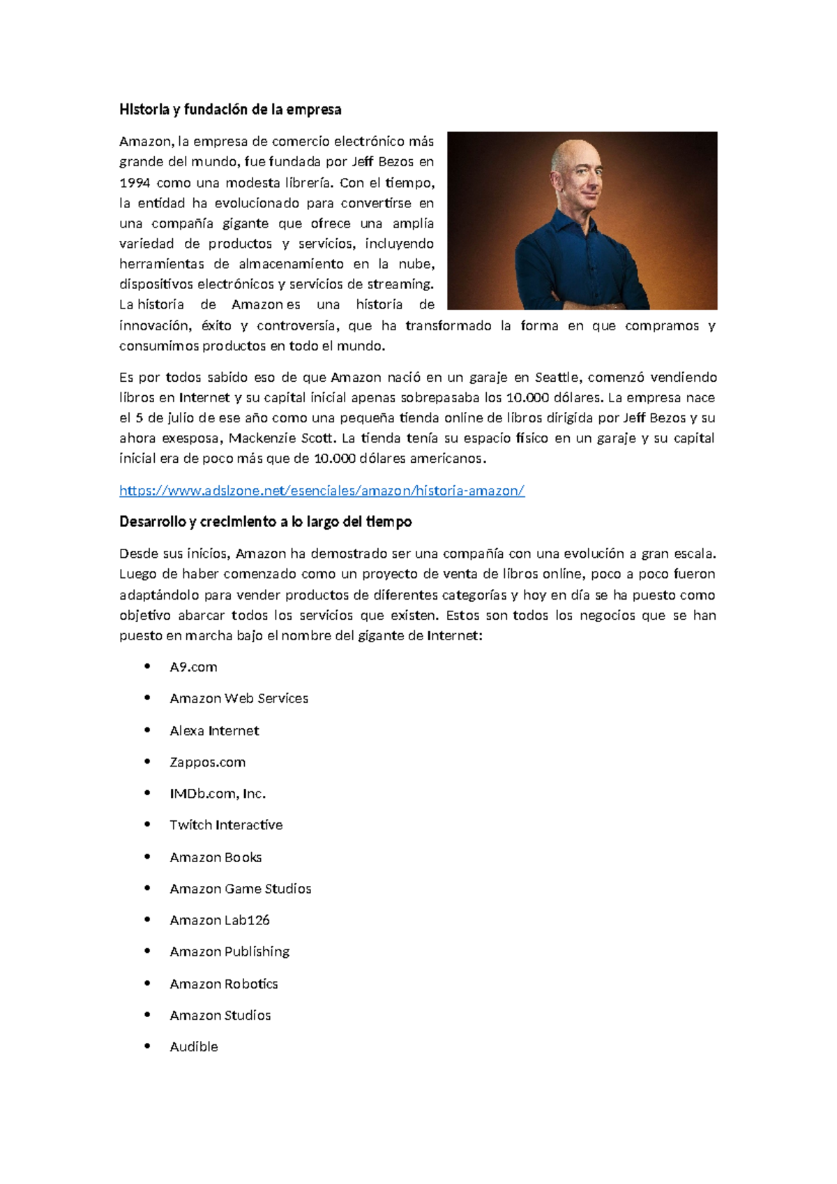 Amazon - Tarea de sistema operativo - Historia y fundación de la ...