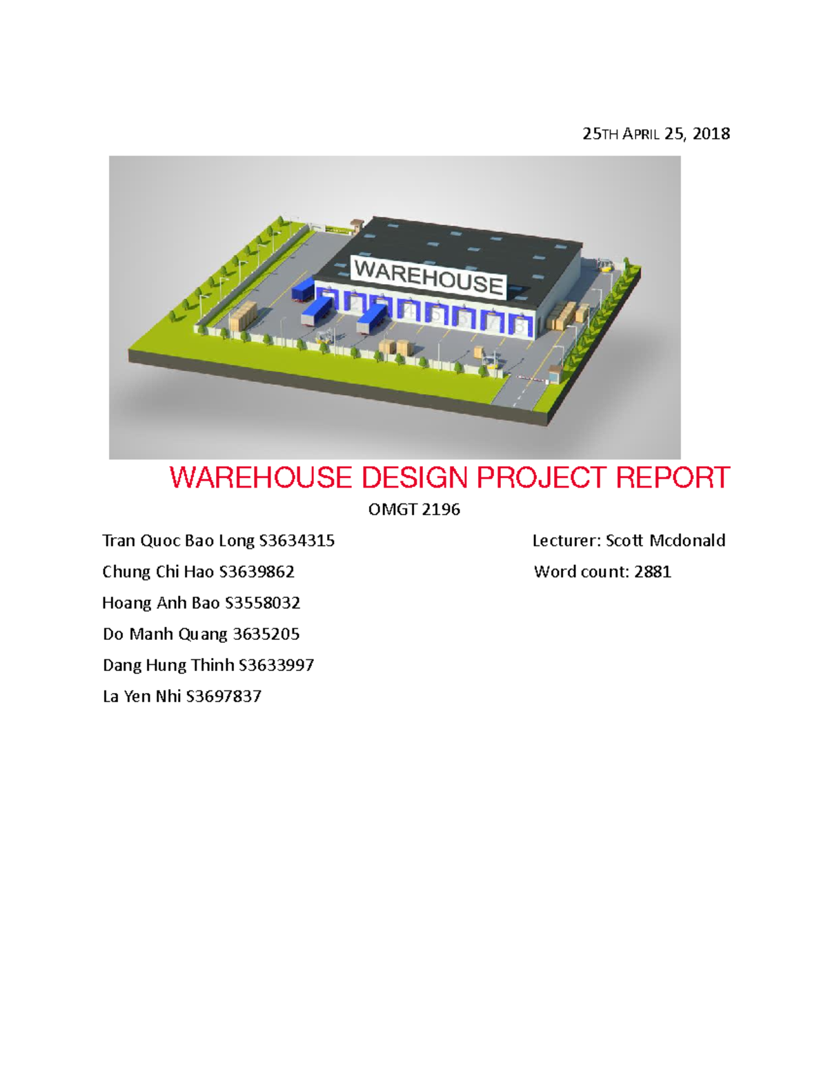 Warehouse-Project-1 - Grade: CR - OMGT1074 - RMIT University - Studocu