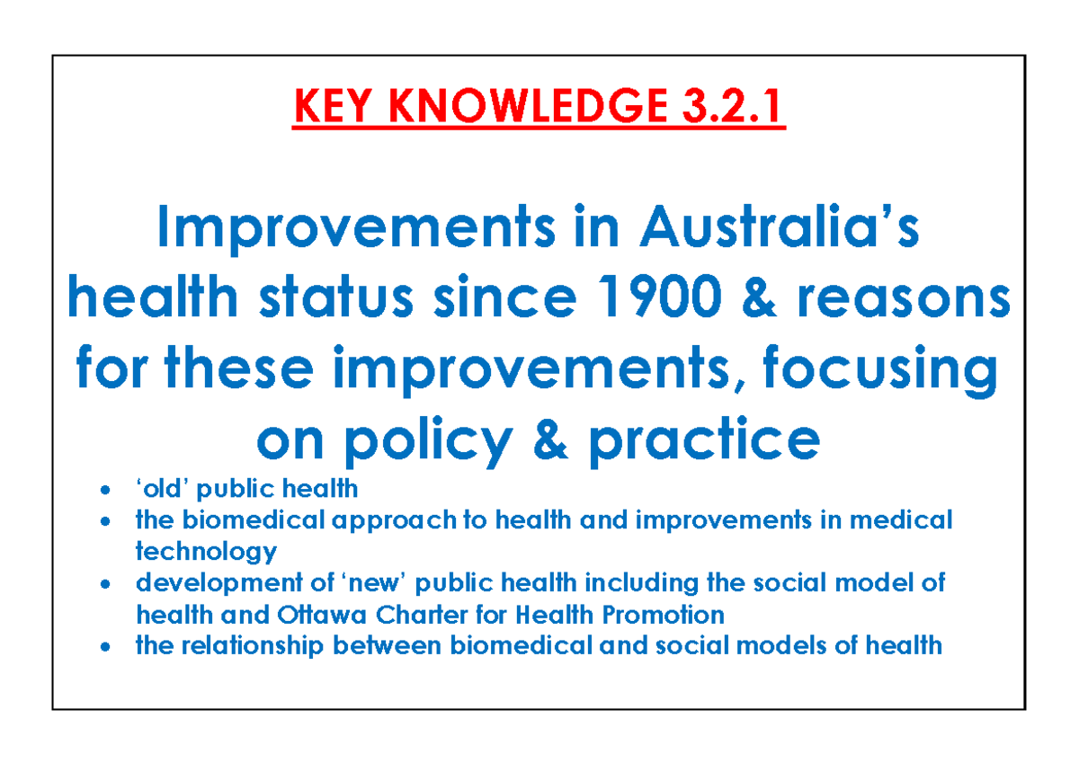 KEY Knowledge 3.2.1 - Summary Slides - KEY KNOWLEDGE 3. Improvements in ...