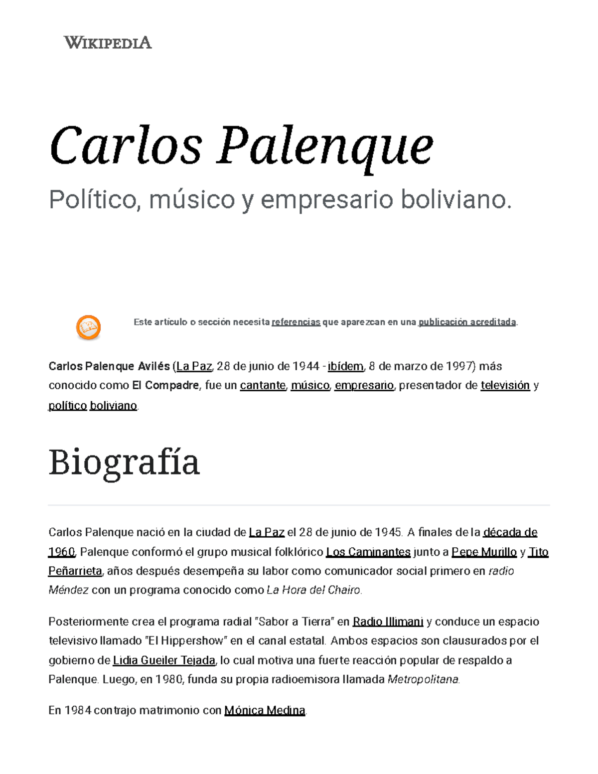 Carlos Palenque - Wikipedia, la enciclopedia libre - Carlos Palenque ...