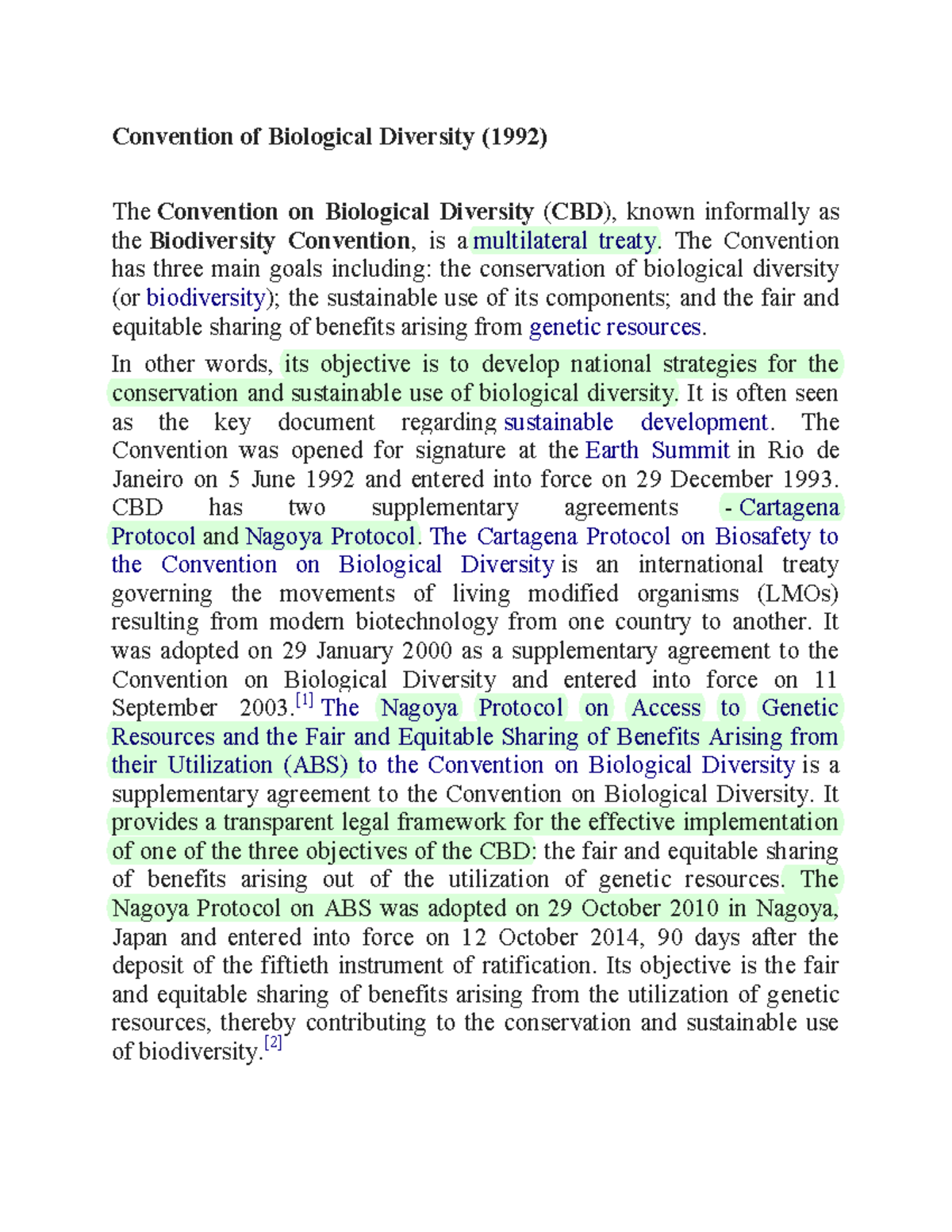 CBD 1992 - G H H - Convention of Biological Diversity (1992) The ...