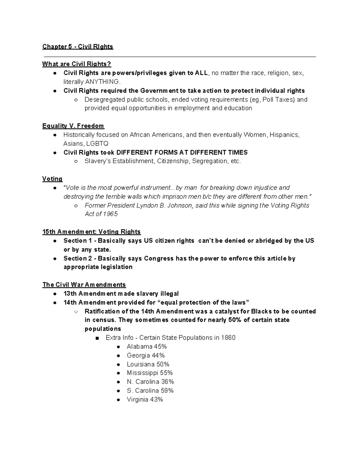 Chapter 5 Review - Chapter 5 - Civil RIghts What are Civil Rights ...