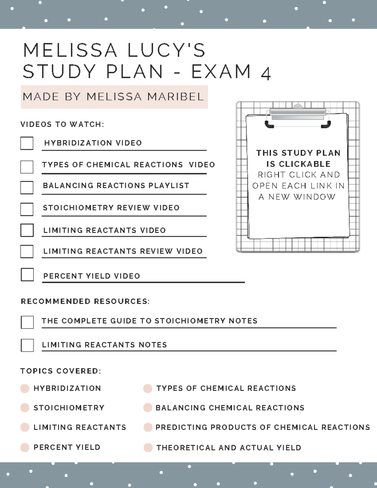 Melissa Lucy s Study Plan Exam 4 - M E L I S S A L U C Y ' S S T U D Y ...