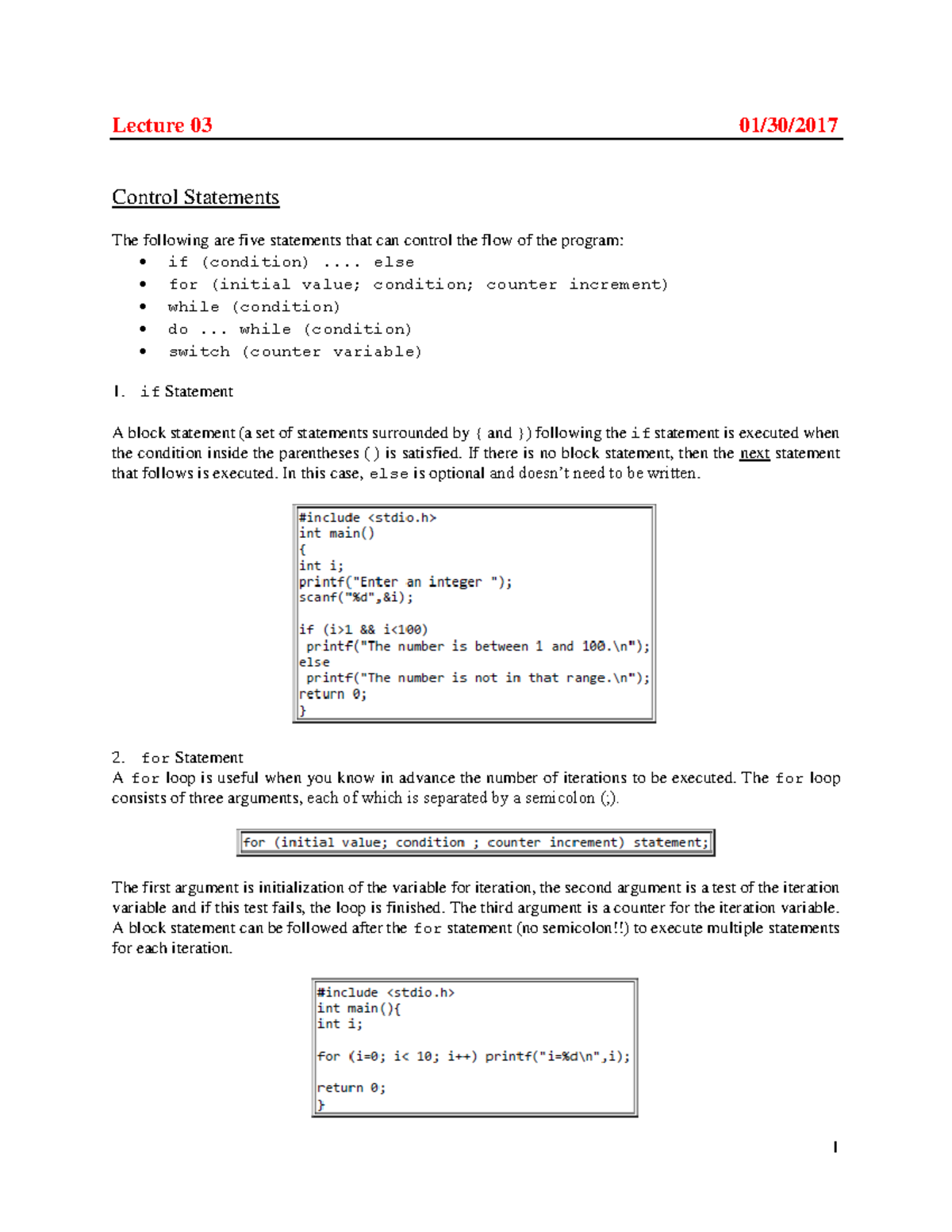 MAE2360-Lecture-03 - Lecture notes 3 - Lecture 03 01/30/ Control ...