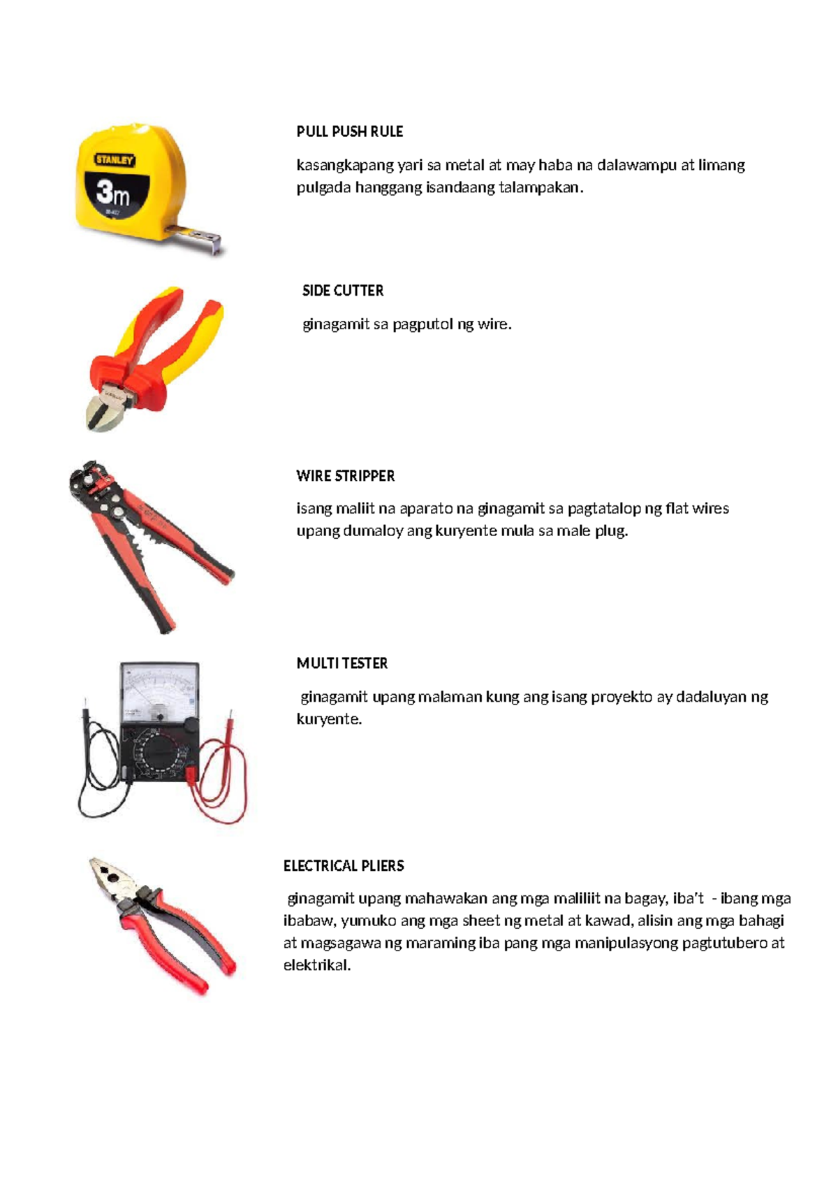 Electrical Tools - PULL PUSH RULE kasangkapang yari sa metal at may ...