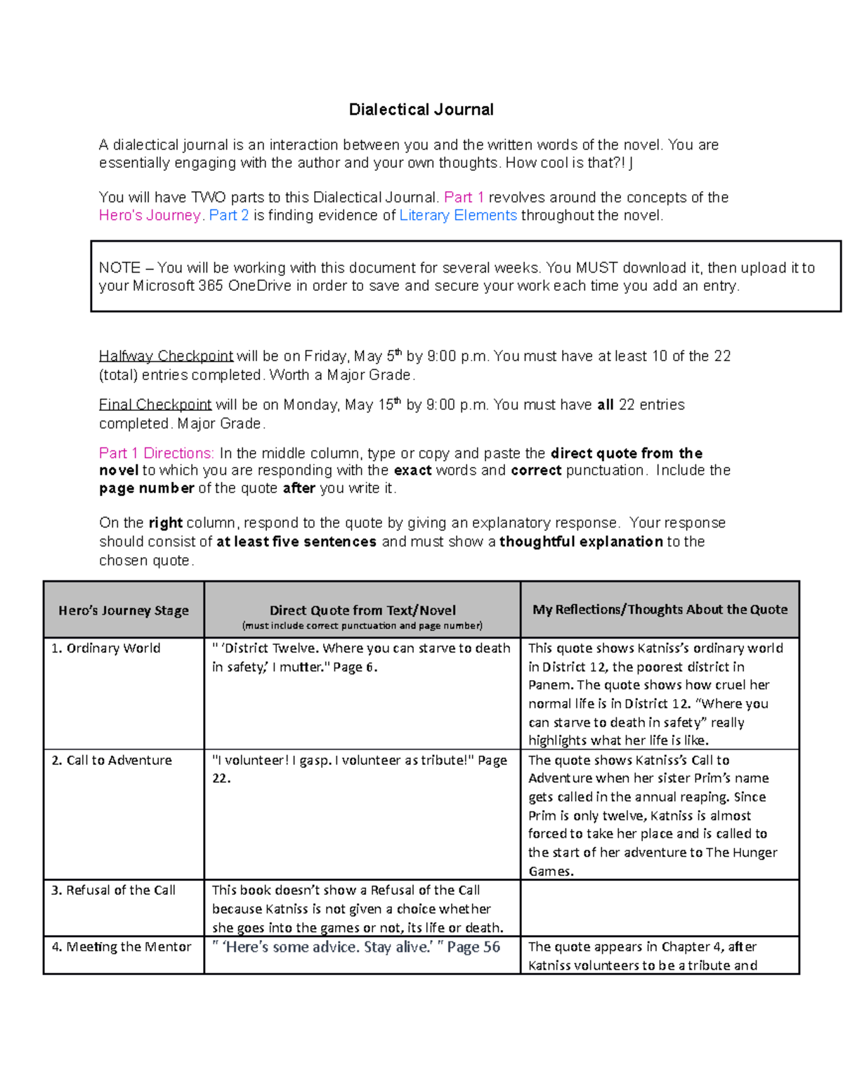 Dialectical Journal Final - Dialectical Journal A dialectical journal ...