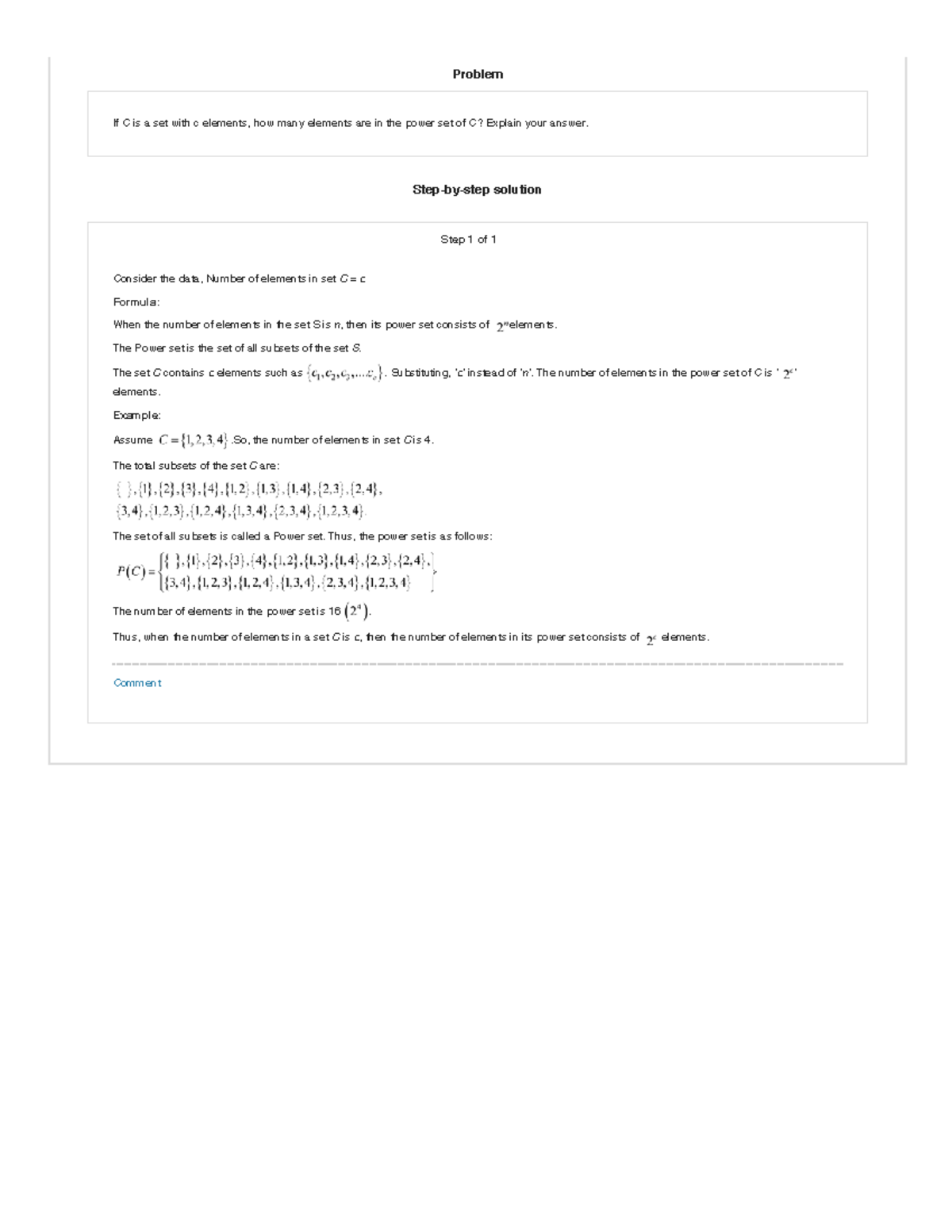 Solution for chapter 1 - Problem If C is a set with c elements, how ...