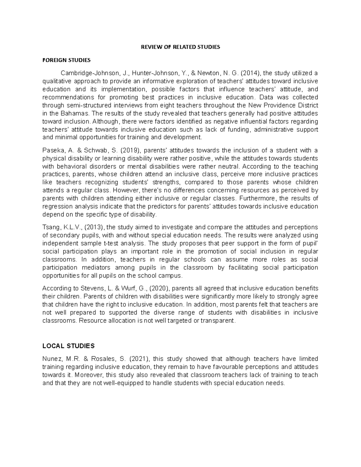 RRS-PROF-ED5B - profes - REVIEW OF RELATED STUDIES FOREIGN STUDIES ...