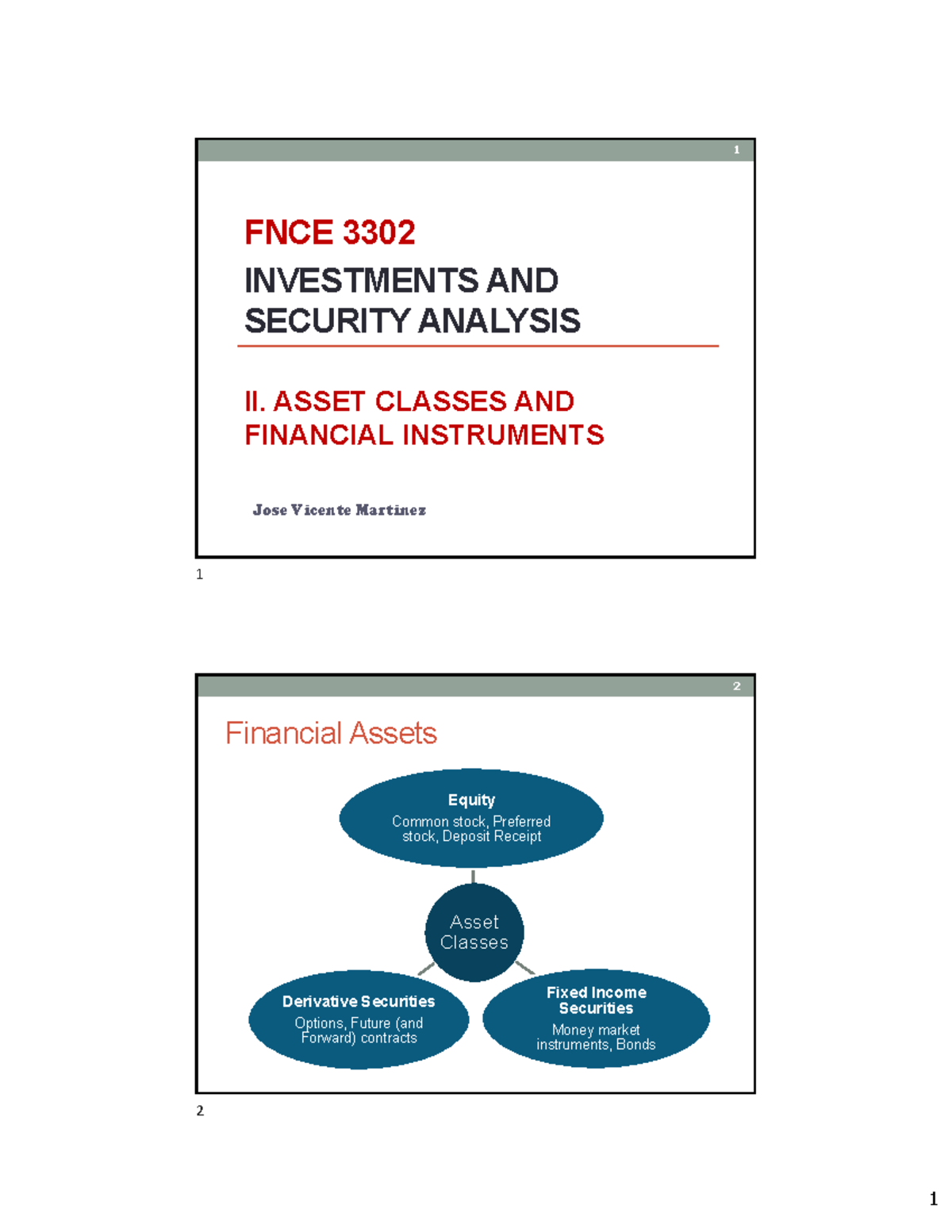 Microsoft Power Point - FNCE 3302 U2 - FNCE 3302 Jose Vicente Martinez ...