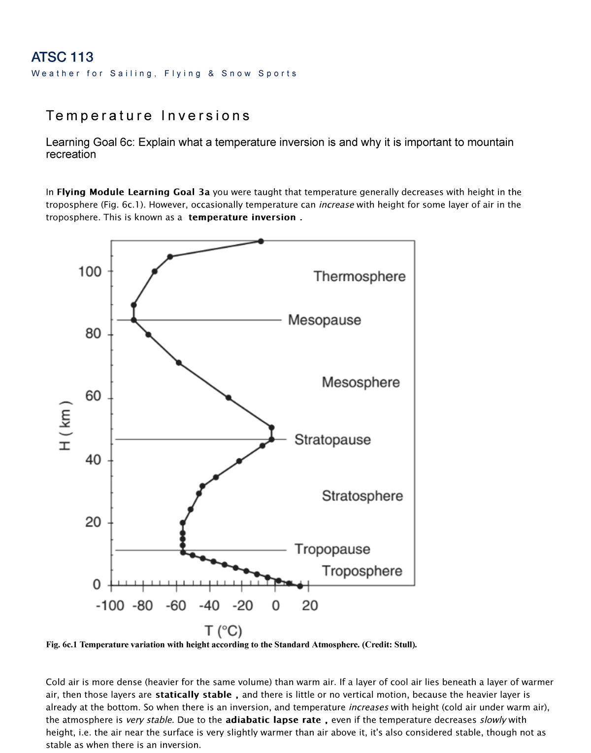 6c Inversions - ATSC 113 Te m p e r a t u r e I n v e r s i o n s ...